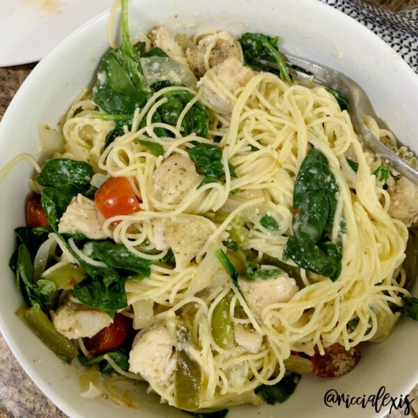 Italian Chicken Spaghetti with Protein Pasta {recipe}